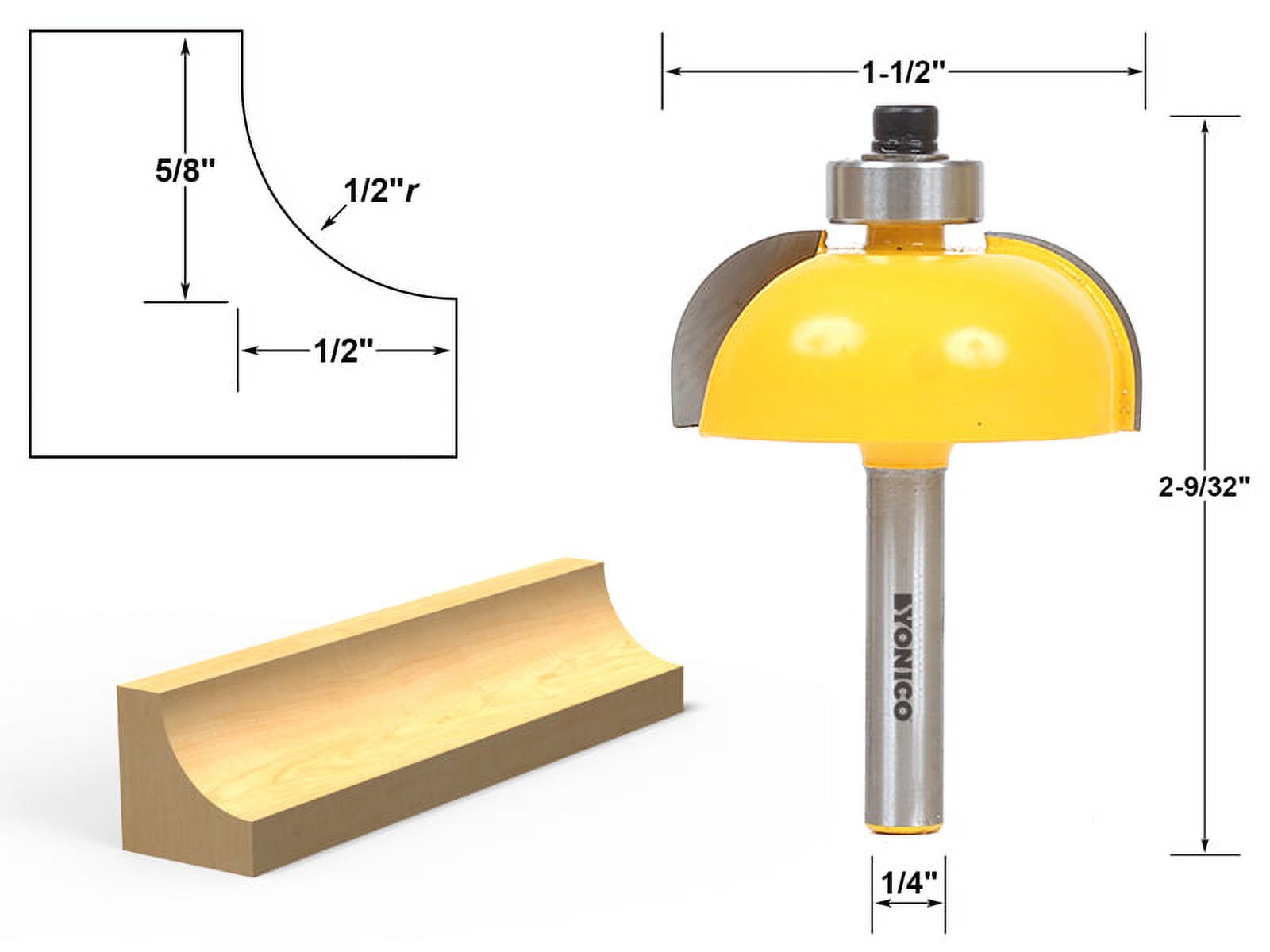 Magnate 1001 Cove Carbide Tipped Router Bit — 1/4" Radius; 1/4" Shank ...