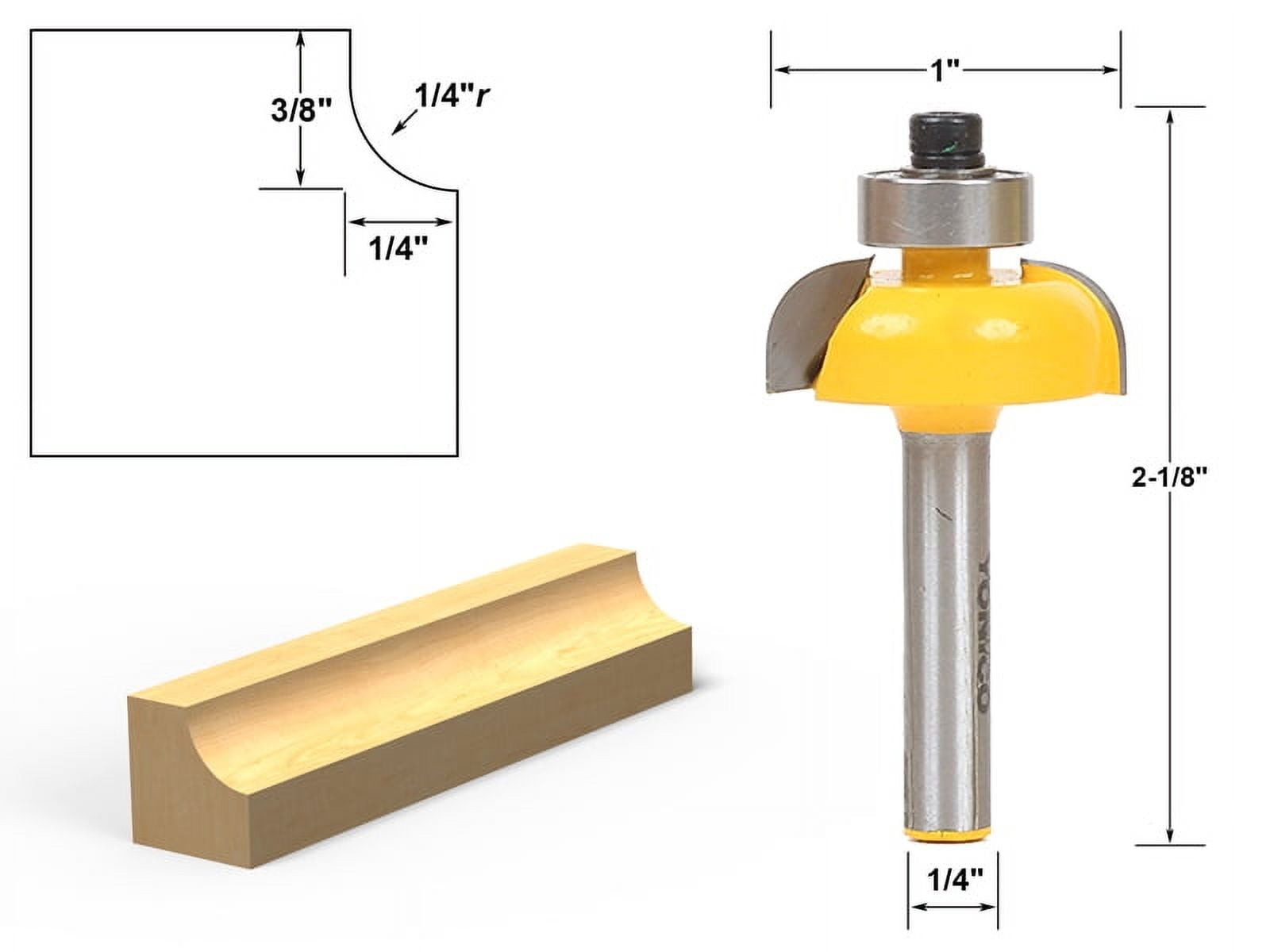 Yonico Cove Edging and Molding Router Bit - 1/4" Radius - 1/4" Shank ...