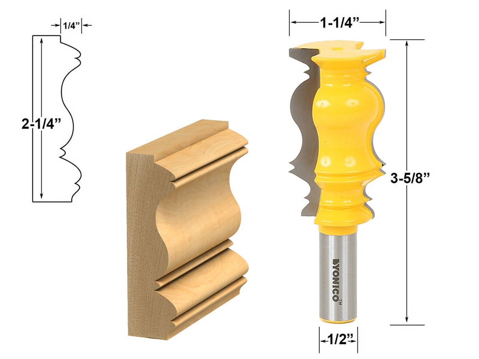 Yonico Crown Moulding Router Bit - 1/2" Shank 16153 - Walmart.com