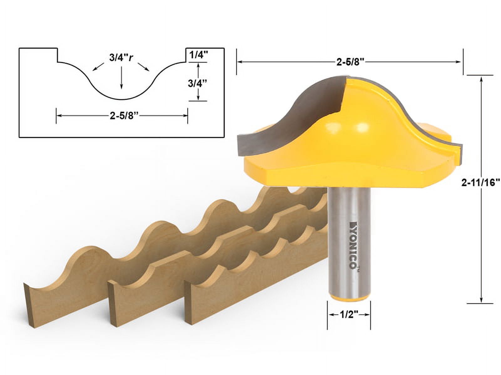 Yonico Deep Ogee Groove Router Bit - Medium - 1/2" Shank - Yonico 18138 ...