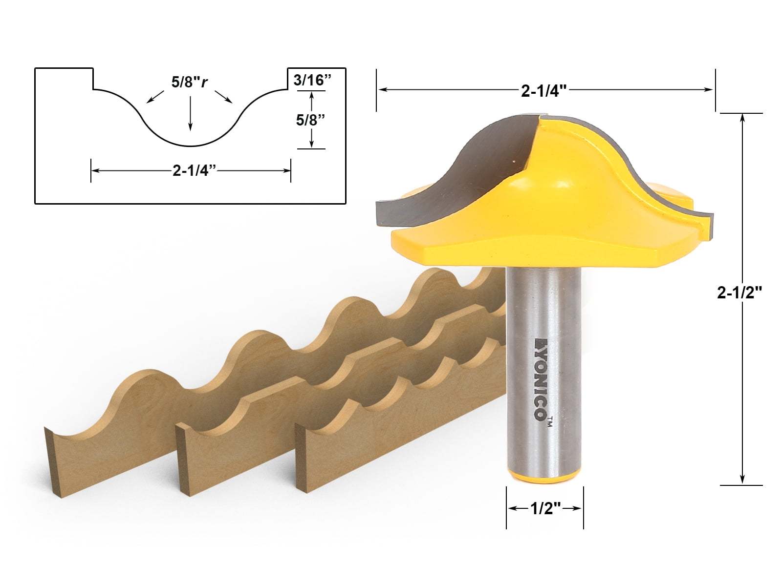Yonico Deep Ogee Groove Router Bit - Small - 1/2" Shank - 18137 ...