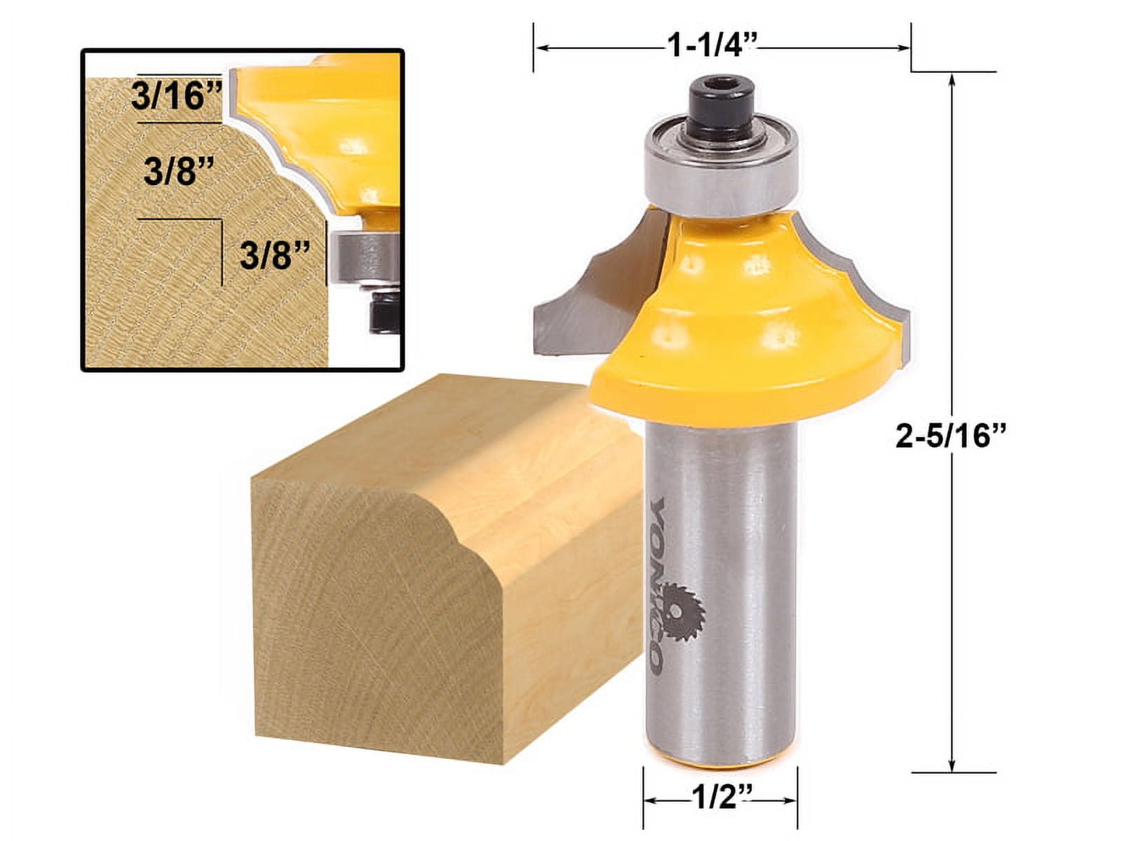 Yonico Double Round-Over Edging Router Bit - 1/2" Shank - 13130 ...