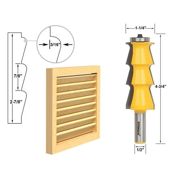 Yonico Louver Shutter Style Router Bit - 1/2" Shank - 18150 - Walmart.com