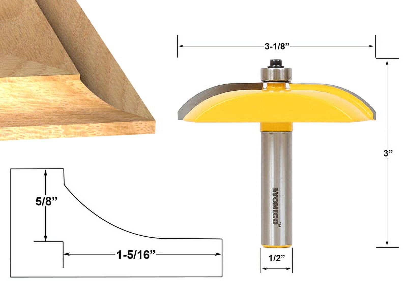 Yonico Raised Panel Router Bit - Cove Door - 3-1/8" Diameter - 12133 ...