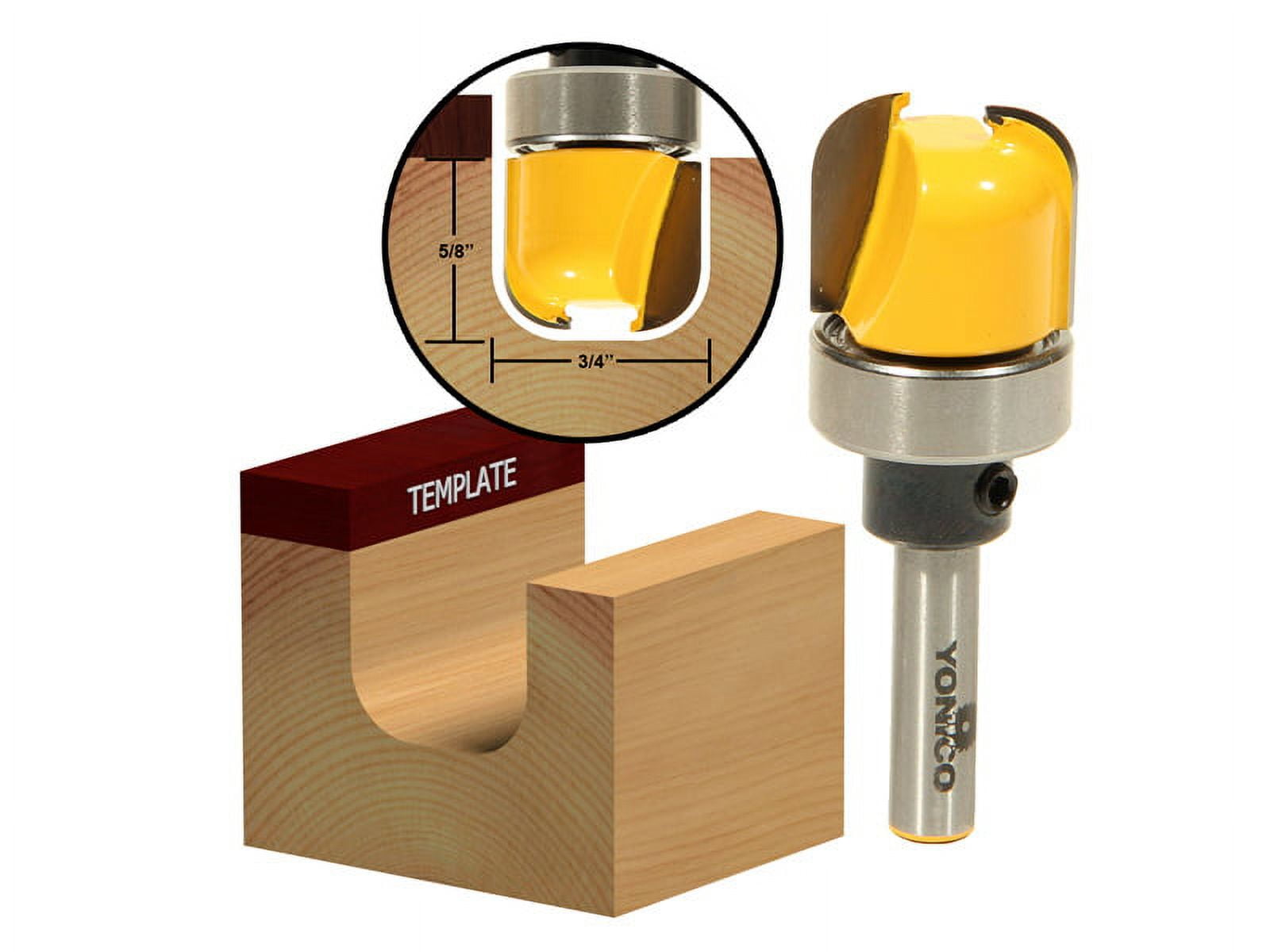 Yonico Round-Nose Template Router Bit - 3/4" W X 5/8" H - 1/4" Shank ...