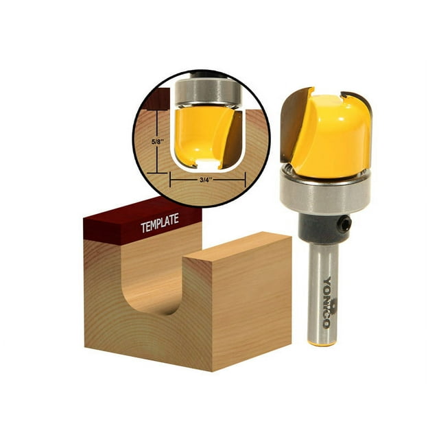 Yonico Round-Nose Template Router Bit - 3/4" W X 5/8" H - 1/4" Shank ...