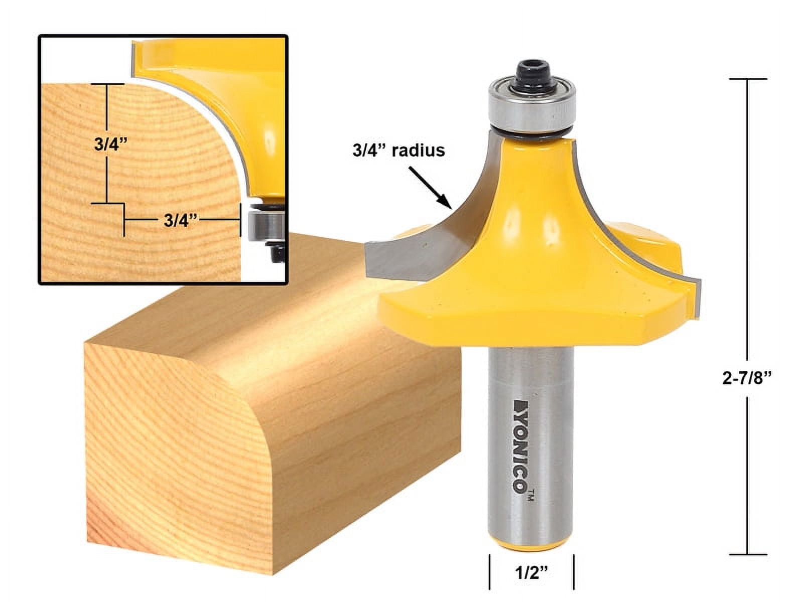 Yonico Round Over Edging Router Bit - 3/4" Radius - 1/2" Shank - 13168 ...