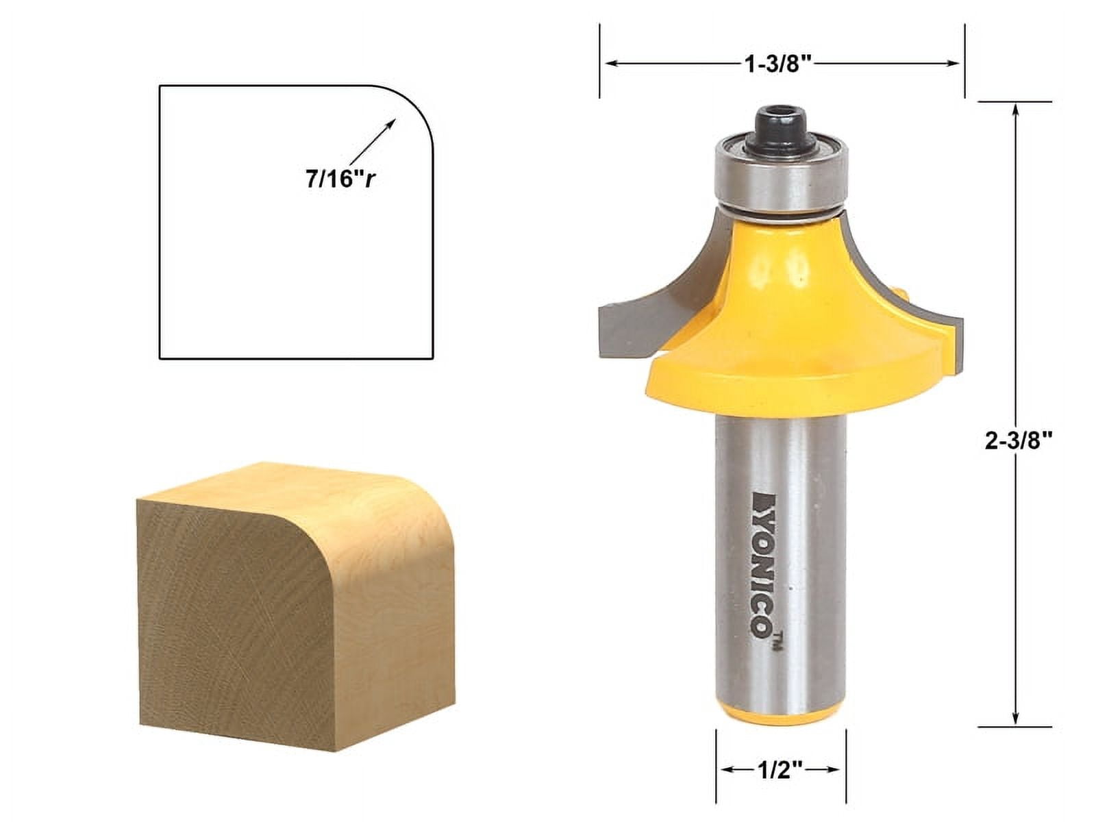 Yonico Round Over Edging Router Bit - 7/16" Radius - 1/2" Shank - 13165 ...