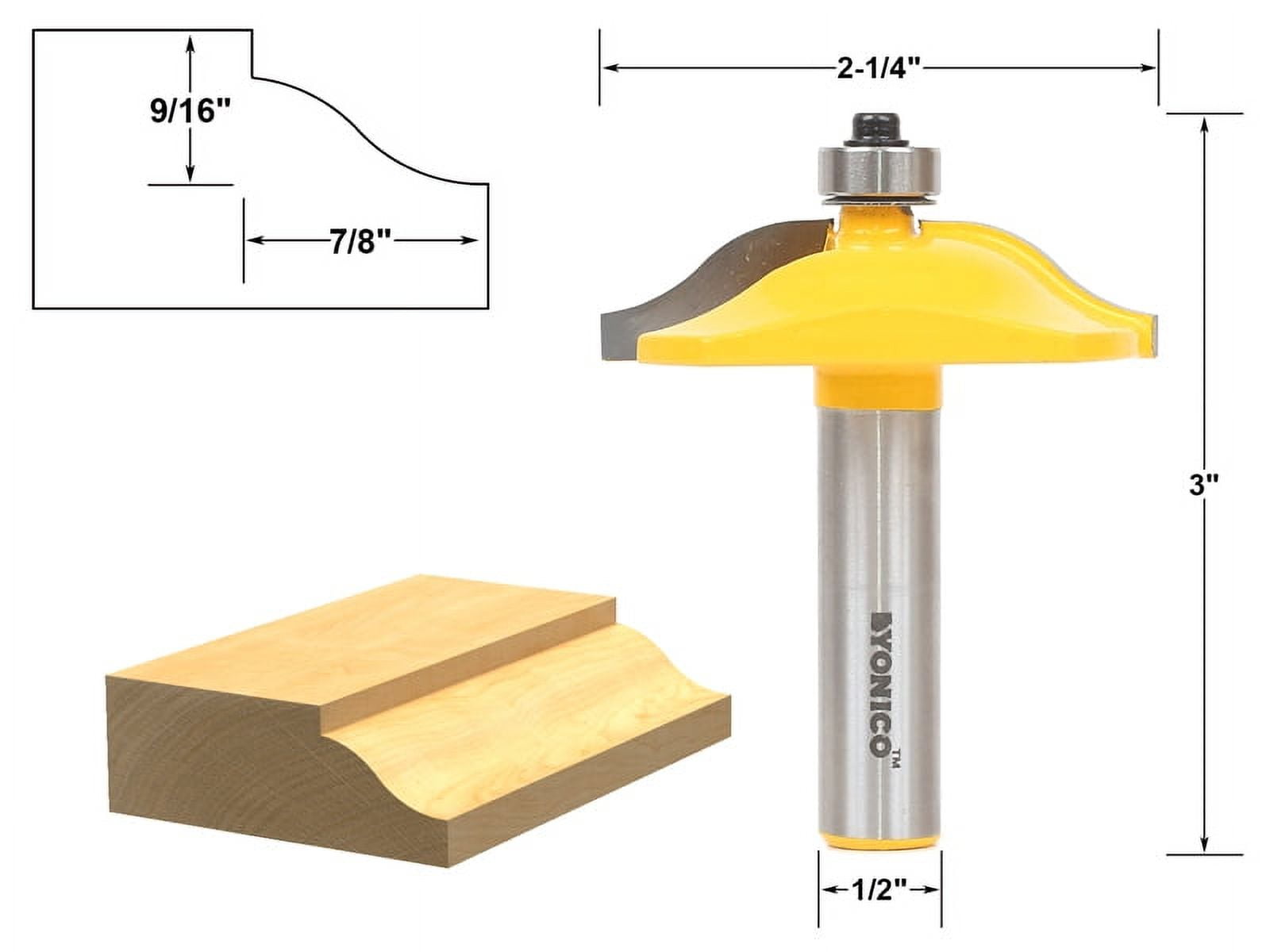 Yonico Small Door Panel & Baseboard Ogee Molding Router Bit - 1/2 ...