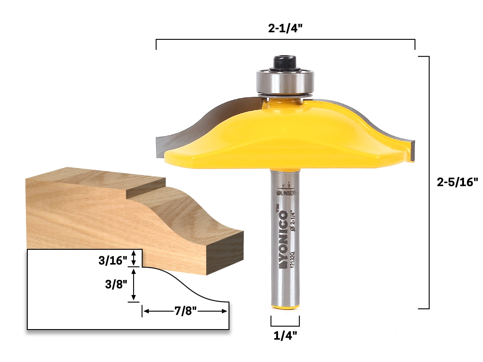 Yonico Small Door Panel & Baseboard Ogee Molding Router Bit - 1/4 ...