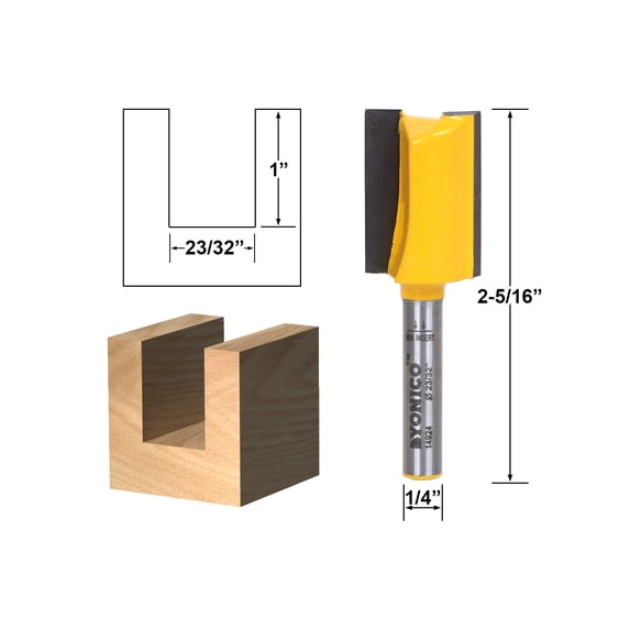 Yonico Undersized Plywood Straight Dado Router Bit - 23/32" Dia. X 1 ...