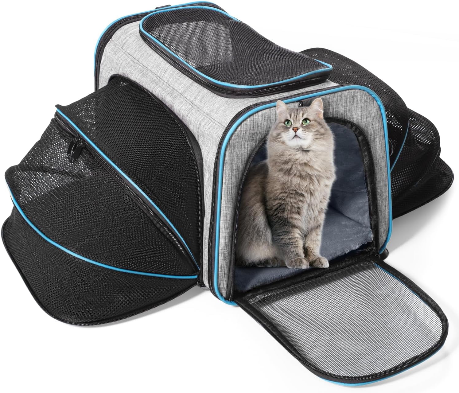 Yonktoo Large Collapsible and Expandable Soft-Sided Cat Carrier with ...