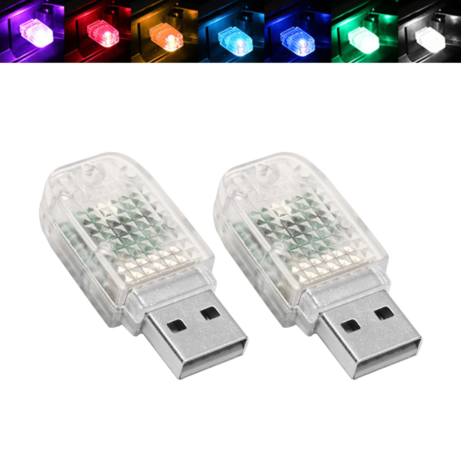 Yonput Pack-2 USB LED Car Interior Atmosphere Lamp, Plug-in 12V ...