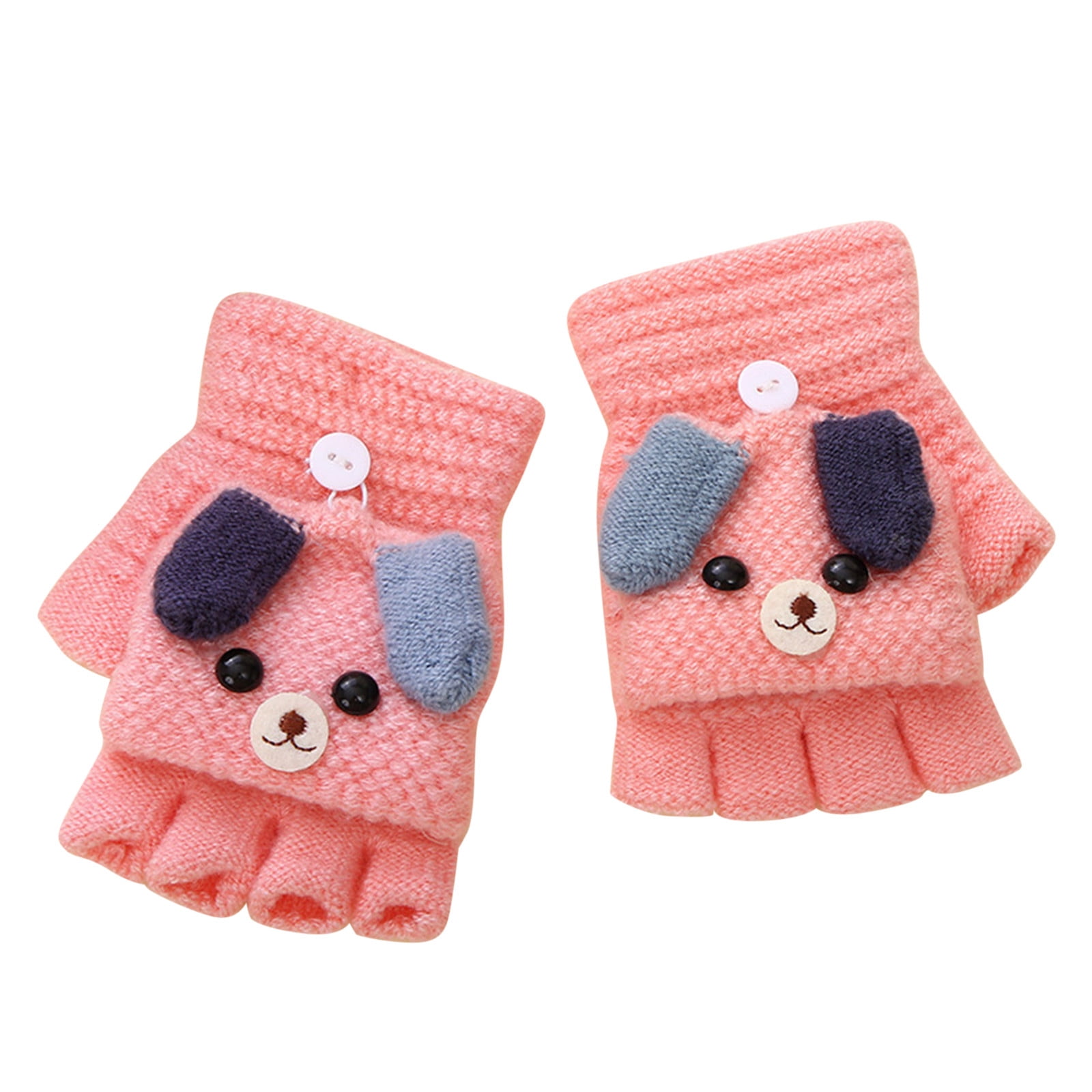 Yonrjhukm 1 Pairs Kids Winter Convertible Flip Top Gloves Knitted ...