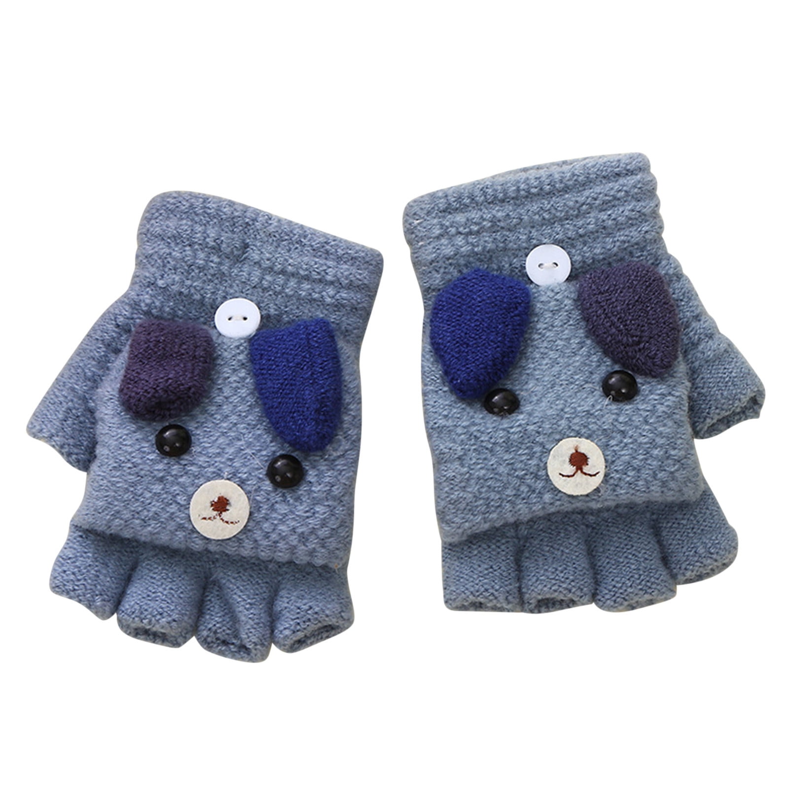 Yonrjhukm 1 Pairs Kids Winter Convertible Flip Top Gloves Knitted ...