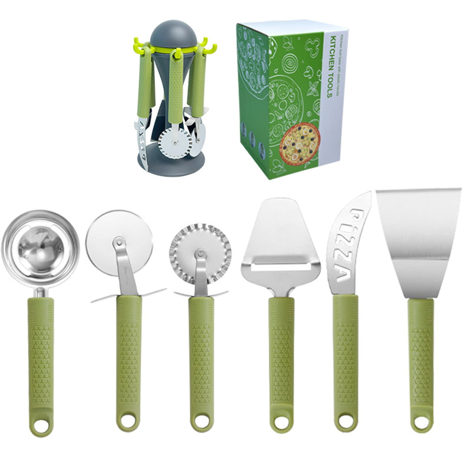 Yonrjhukm 6 Piece Pizza Tools Set Dough Cutter Roller Docker and Pizza ...