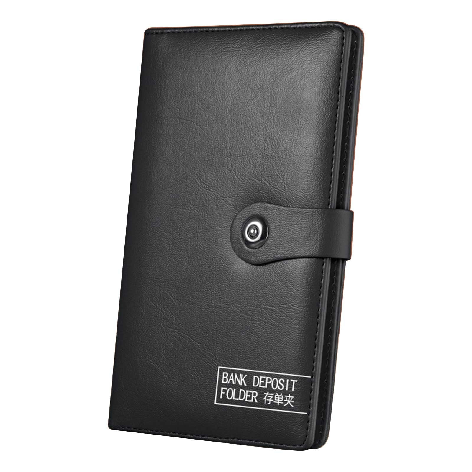 Yonrjhukm Bank Deposit Organizer, Leather Checkbook Holder with ...