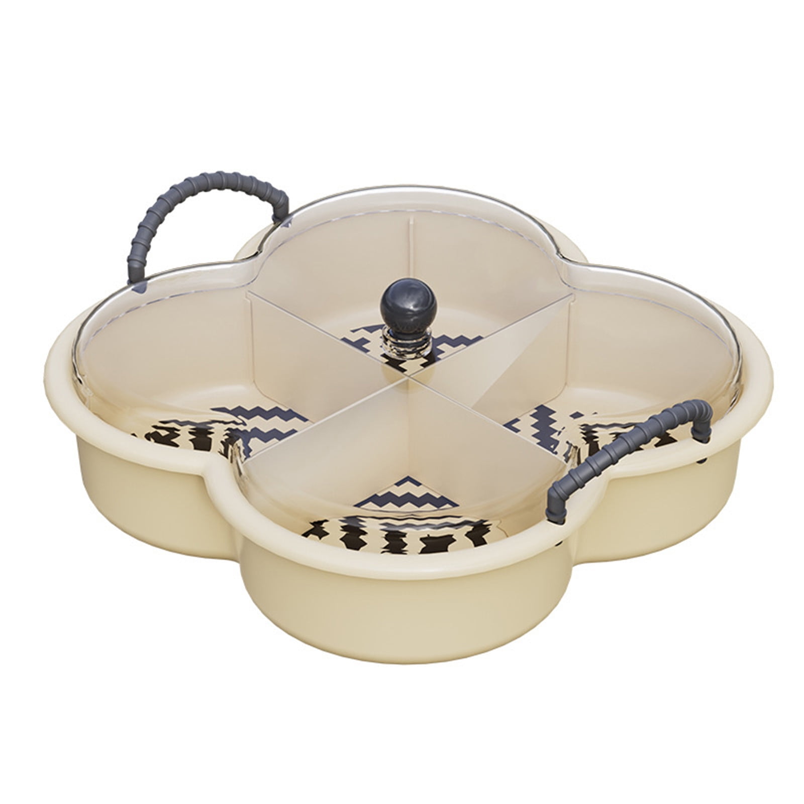 Yonrjhukm Divided Snack Tray with lid, Serving Tray with Handle, 4 ...