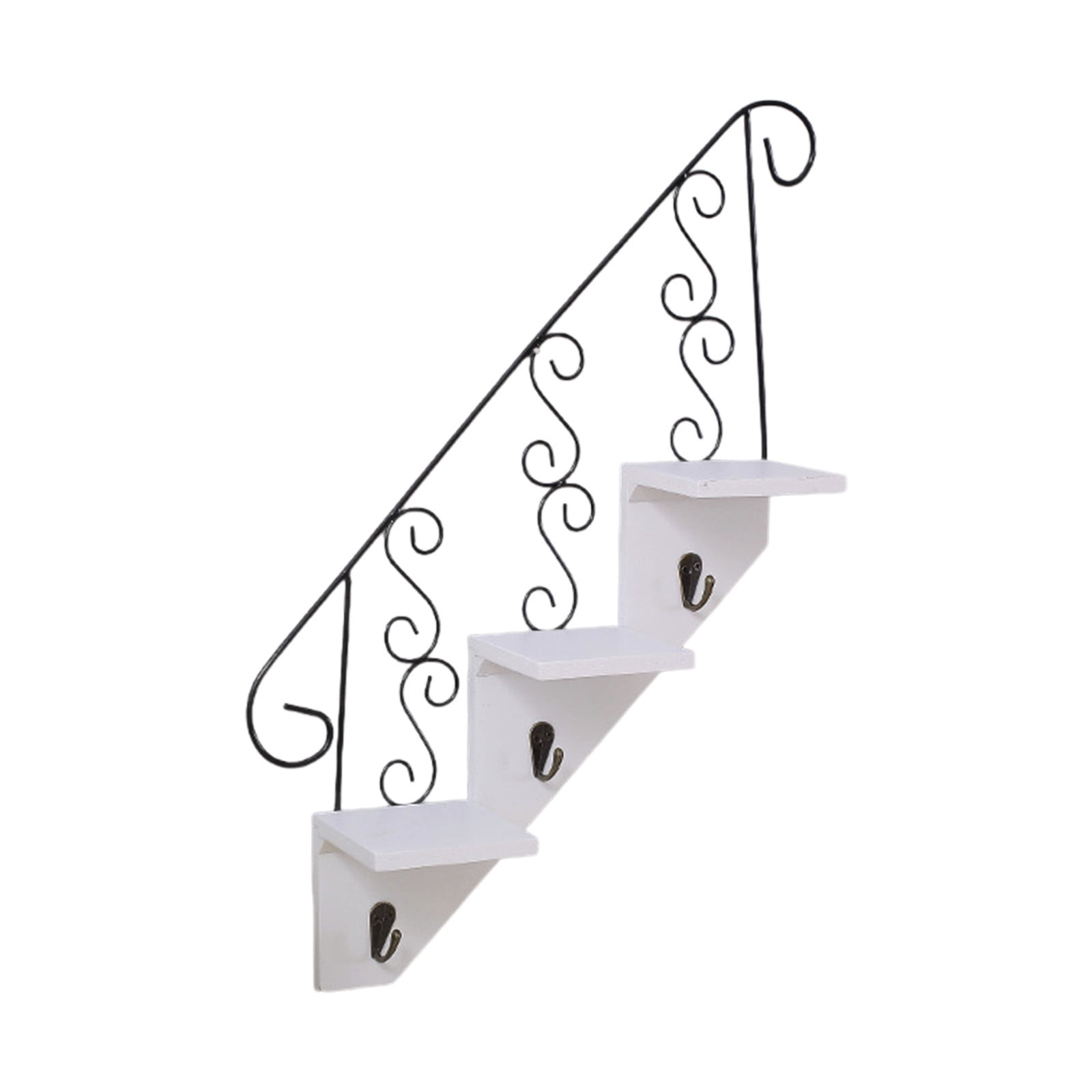 Yonrjhukm Floating Wall Shelves with Hooks, Wooden Display Rack for ...