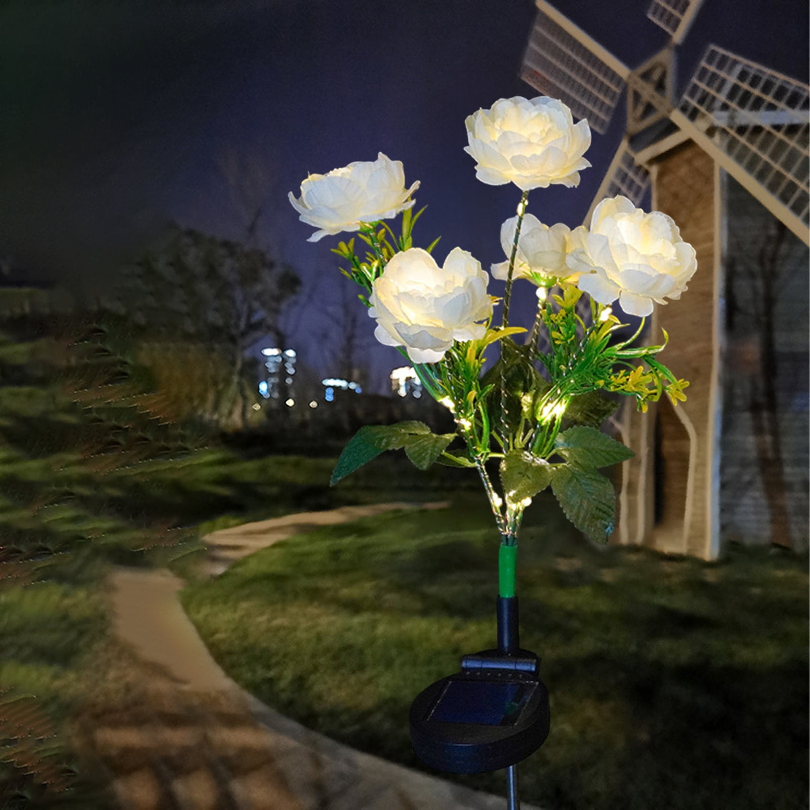 Yonrjhukm Solar Powered Peony Flower Garden Lamp, Outdoor Waterproof ...