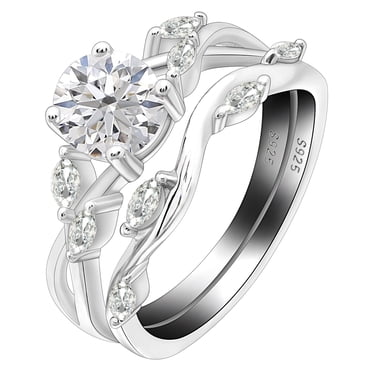 Envy Wedding Ring Set by Ginger Lyne Sterling Silver Engagement Ring ...
