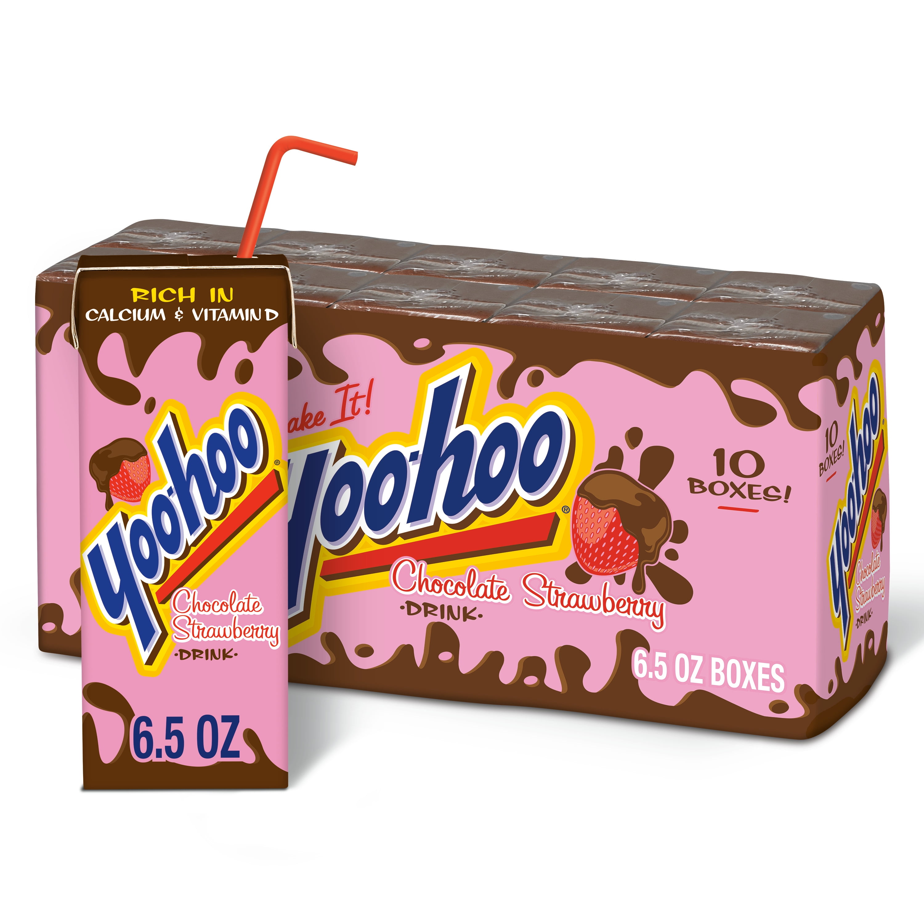 Yoo-Hoo Chocolate Strawberry Drink, 6.5 fl oz, 10 count - Walmart.com