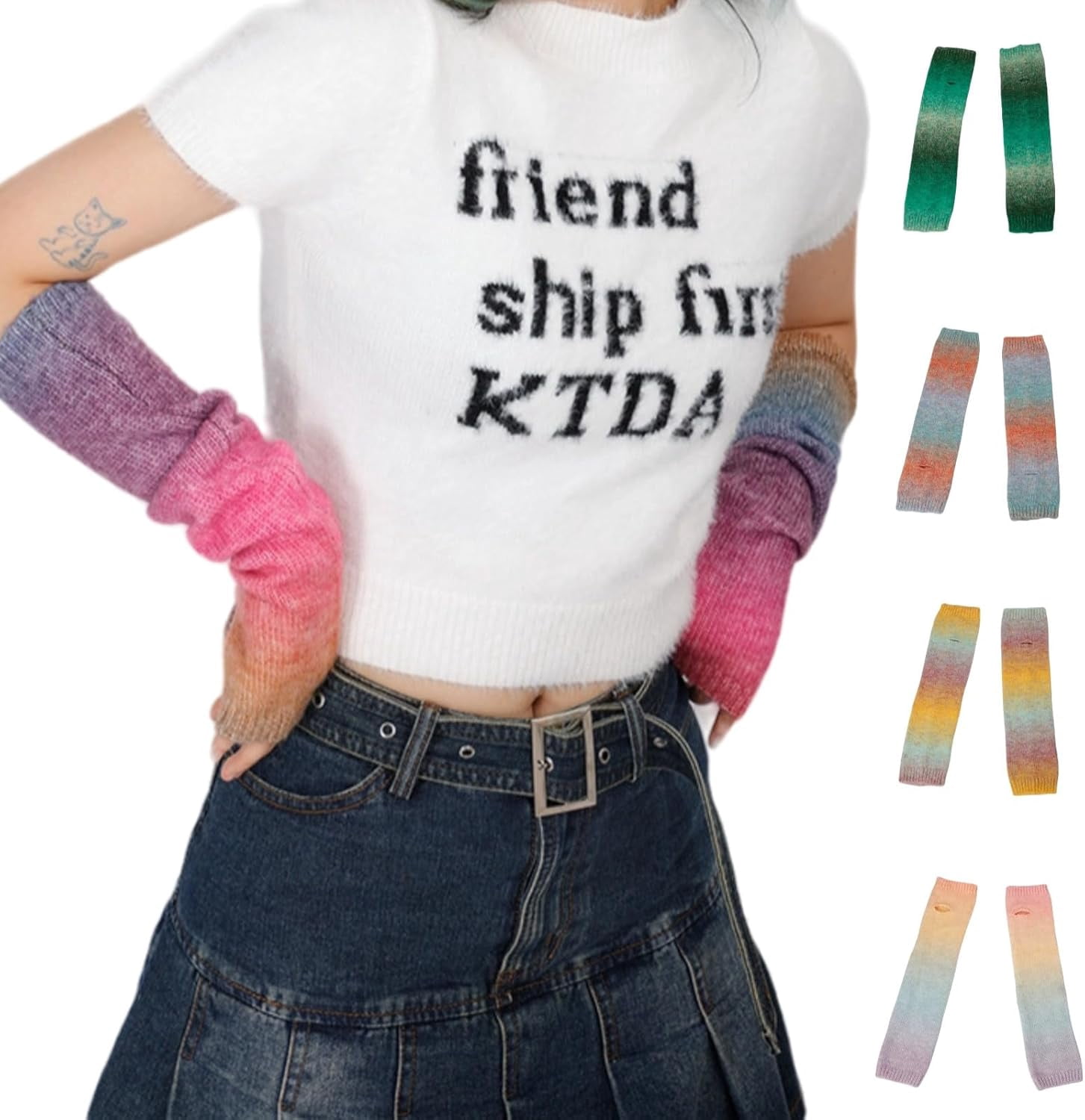 YooGuoGuo Cute Arm Cover Y2K Knitted Arm Warmer Grunge Fairy Fingerless ...