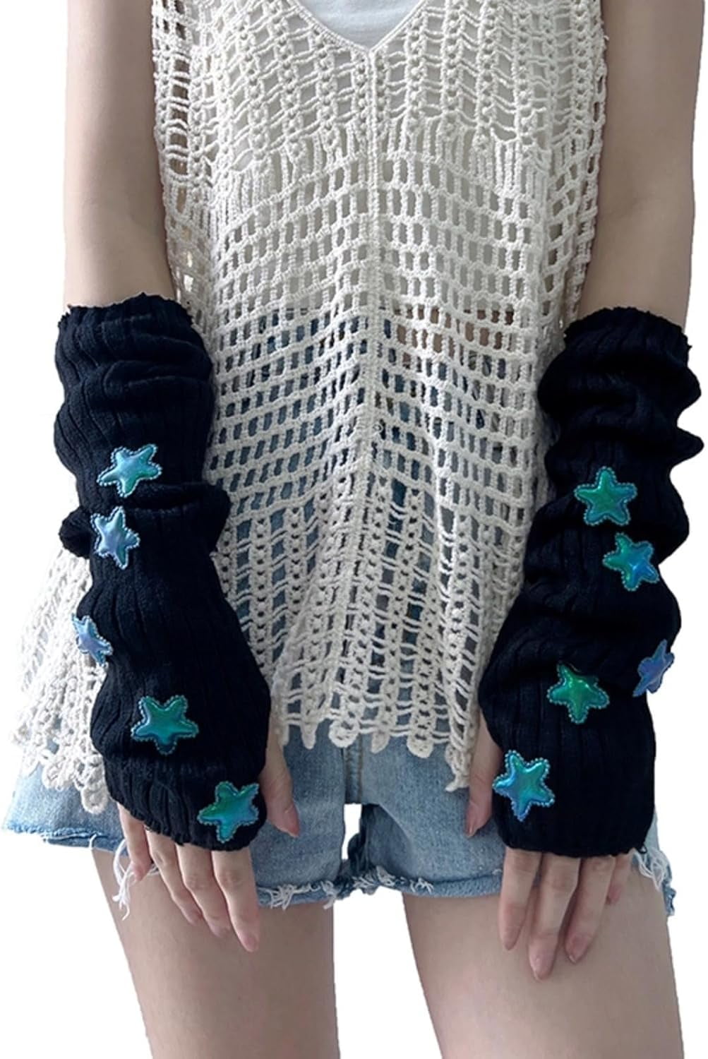 YooGuoGuo Cute Arm Cover Y2K Knitted Arm Warmer Grunge Fairy Fingerless ...