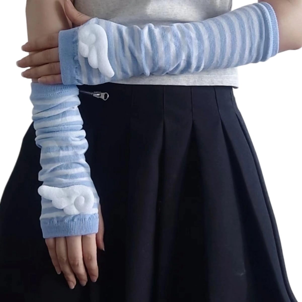 YooGuoGuo Cute Y2K Arm Warmers Kawaii Stripe Half Finger Adorable ...