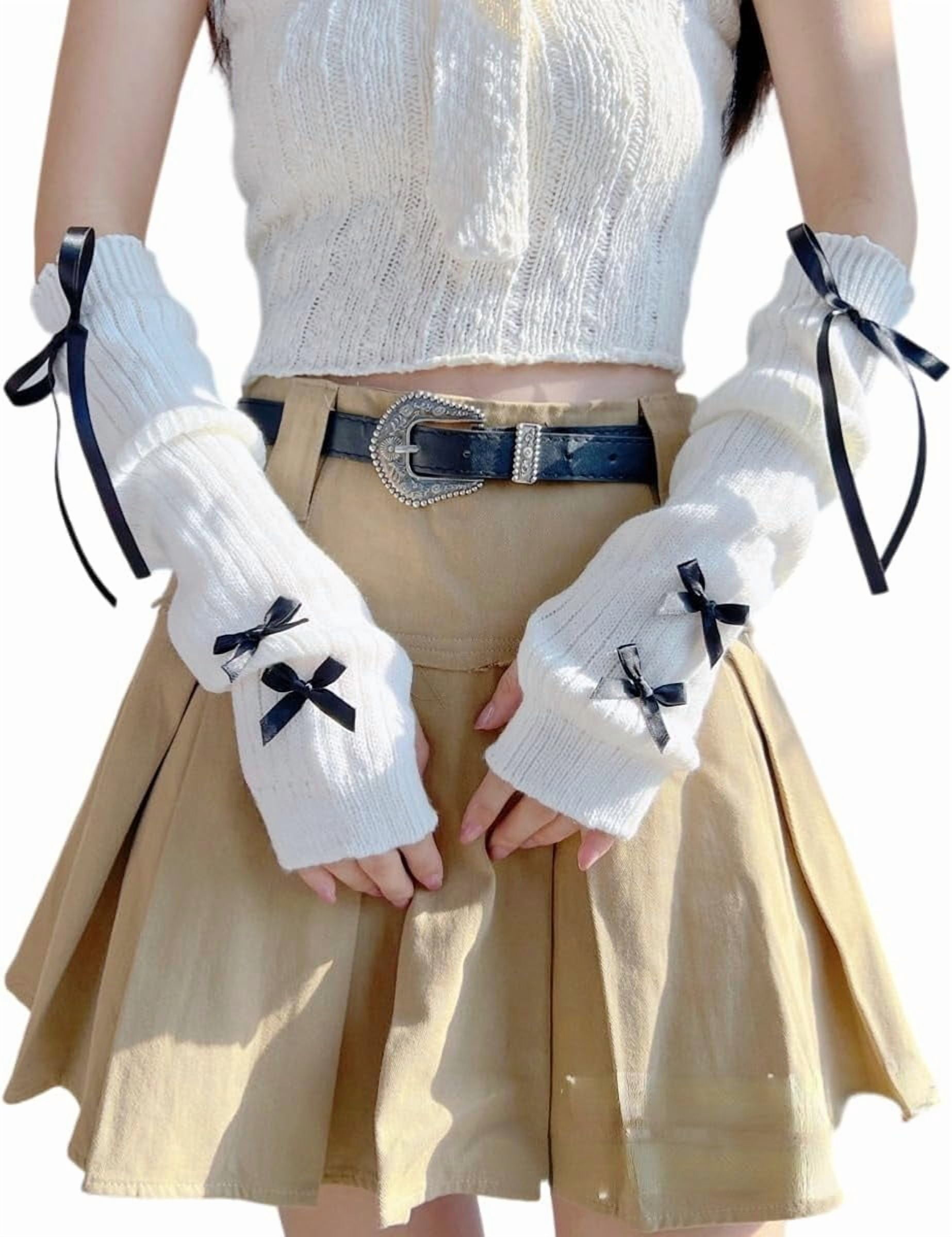 YooGuoGuo Cute Y2K Bowknot Arm Warmers Kawaii Half Finger Adorable ...
