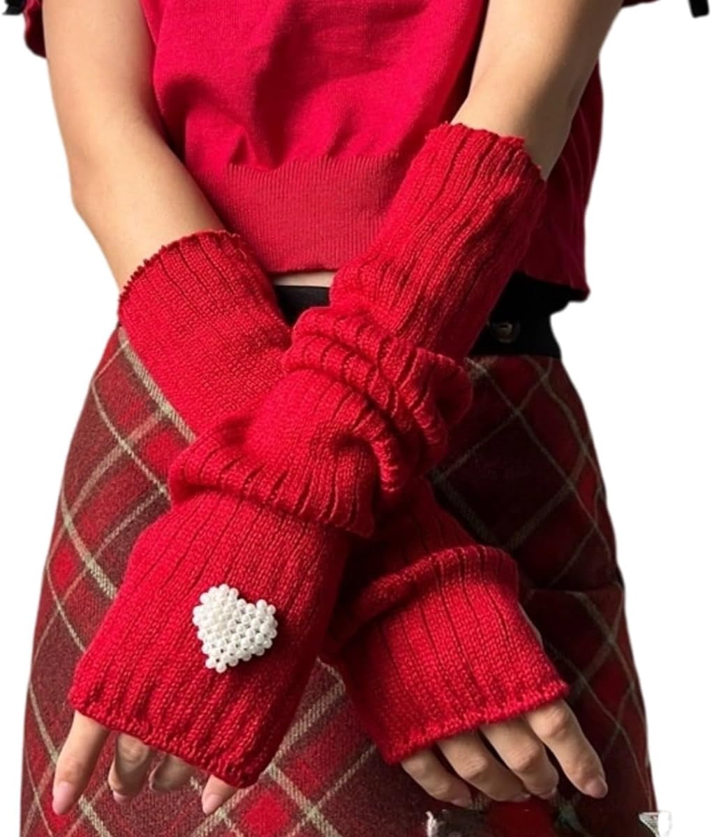 YooGuoGuo Cute Y2K Heart Arm Warmers Kawaii Half Finger Adorable Glove ...