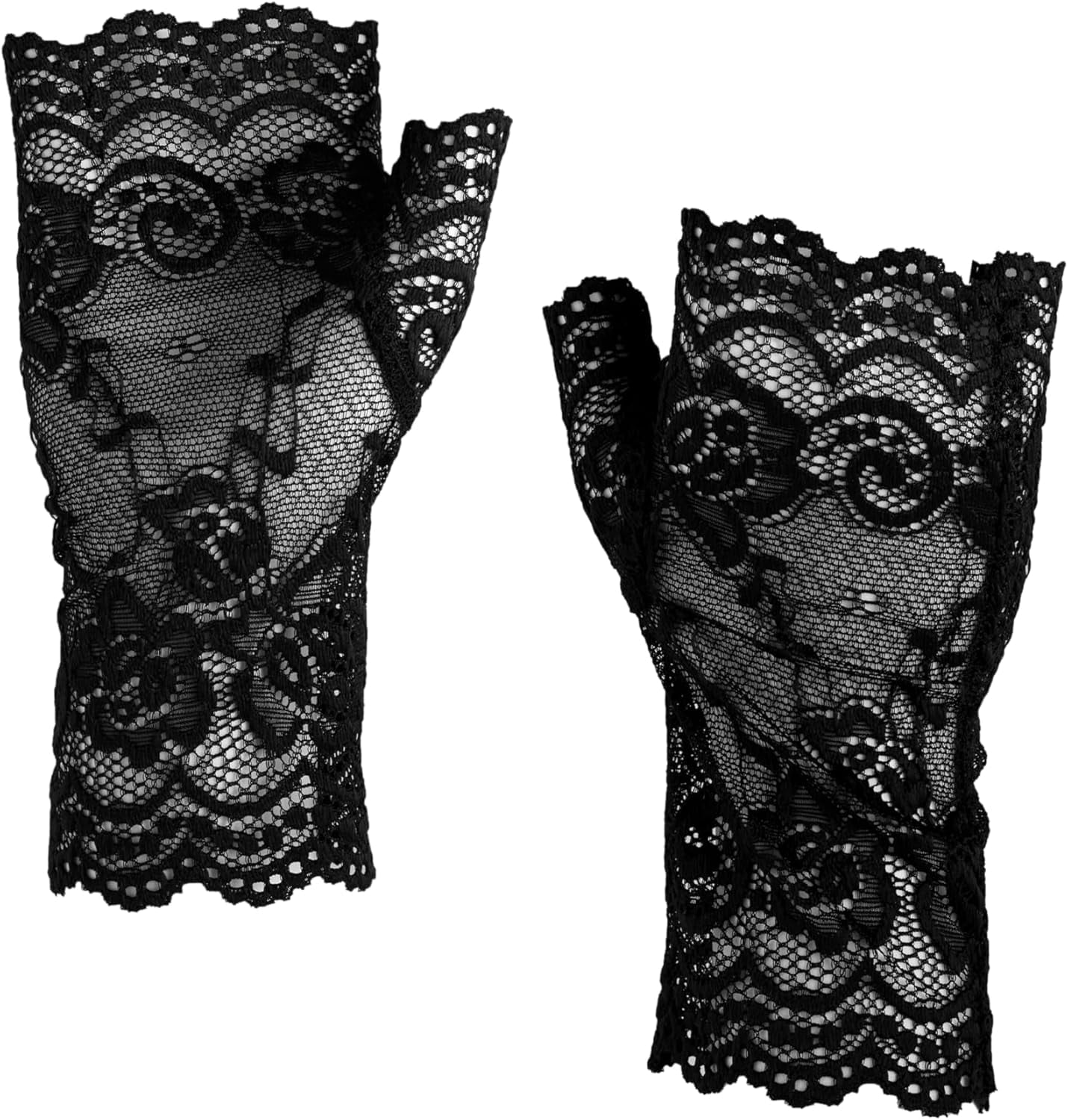 YooGuoGuo Gothic Fingerless Mesh Gloves, Lace gloves, Goth Gloves ...