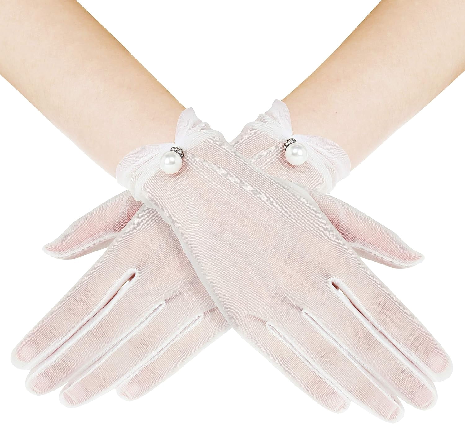 YooGuoGuo Wedding Lace Gloves Ladies Mesh Tulle Short Tea Party Gloves ...