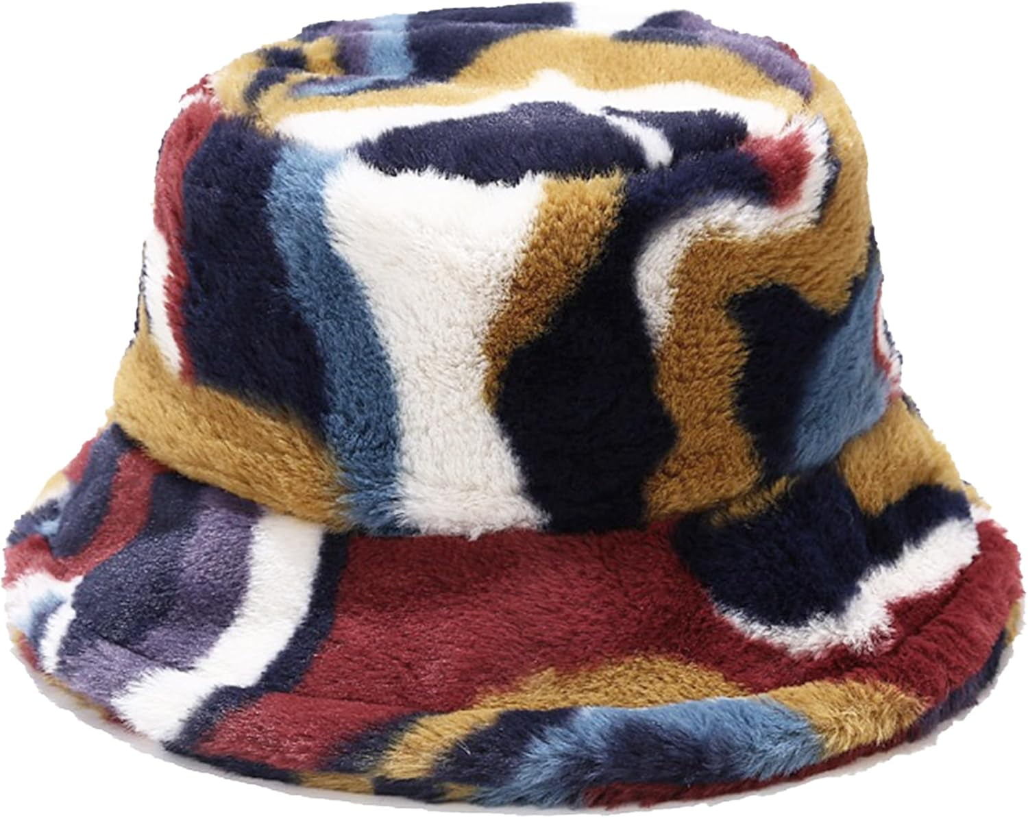 YooGuoGuo Winter Fluffy Fuzzy Bucket Hat Plush Furry Faux Fur Fisherman ...