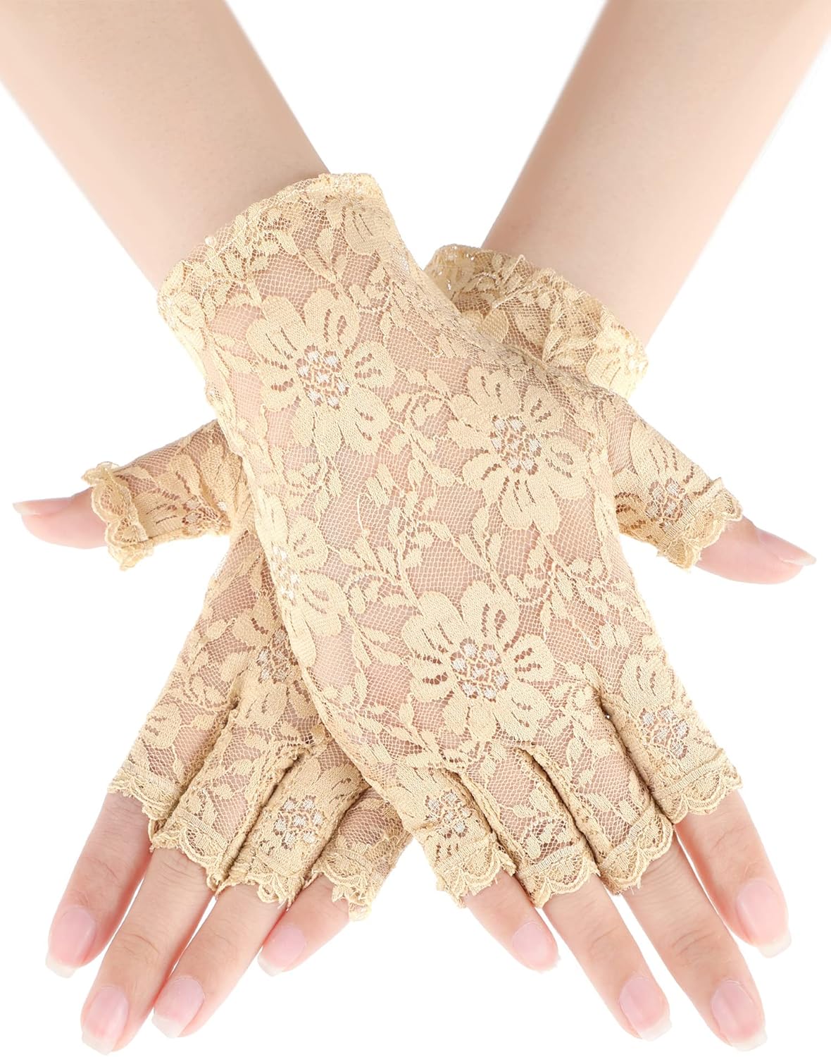 YooGuoGuo Women Short Lace Gloves Sunblock Fingerless Bridal Wrist ...