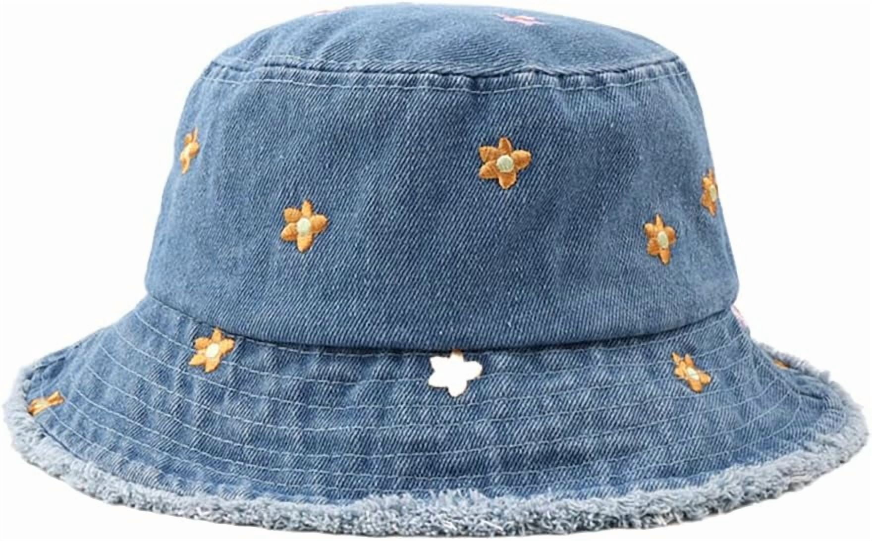 YooGuoGuo Women Vintage Denim Bucket Hat with Floral Strawberry ...