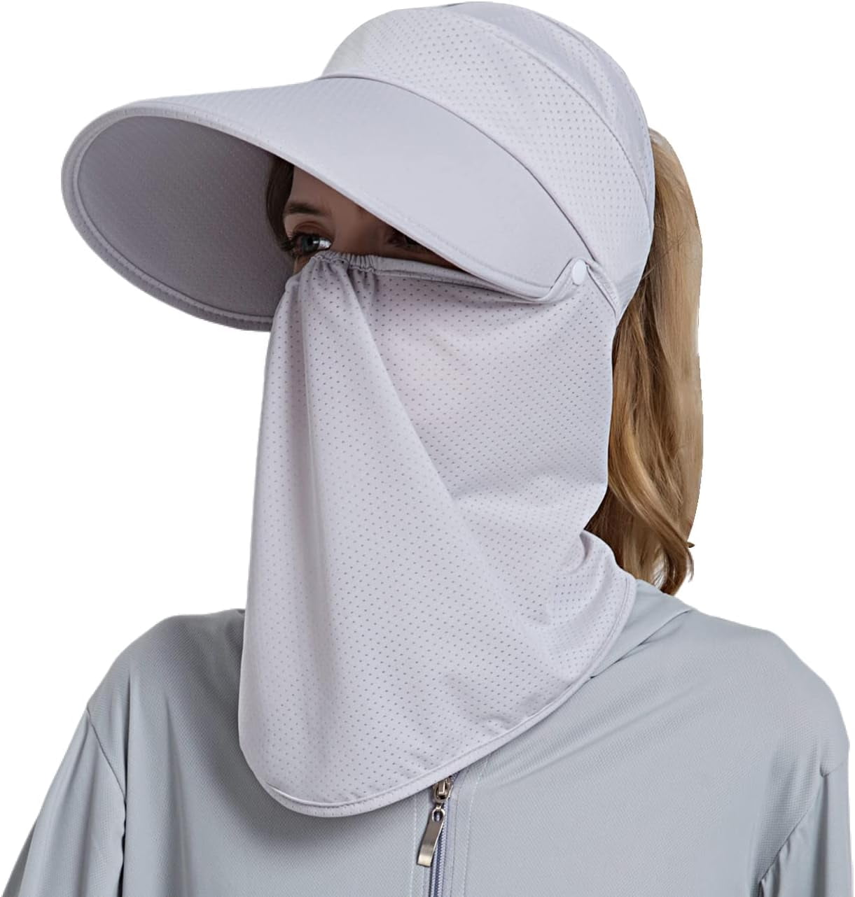 YooGuoGuo Women Wide Brim Face Mask Sun Hat Detachable Neck Face Flap ...