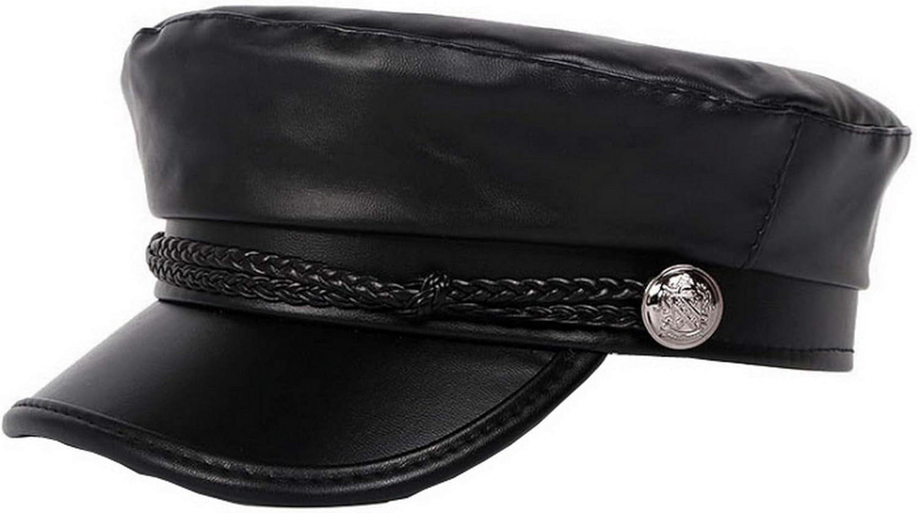YooGuoGuo Women Yacht Captain Sailor Hat PU Newsboy Baker Boy Peaked ...