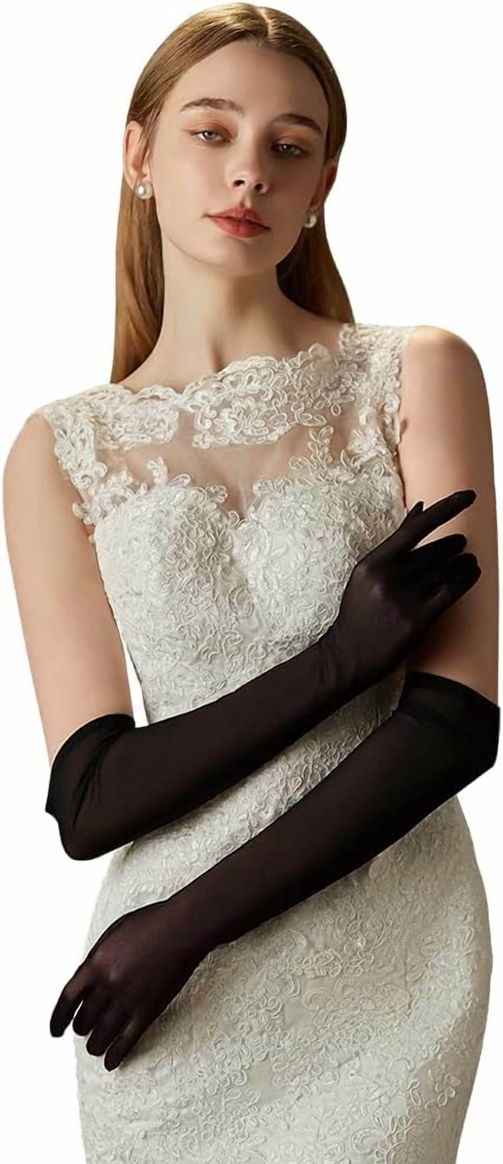 YooGuoGuo Women's Long Sheer Gloves Stretchy Mesh Tulle Gloves Elbow ...