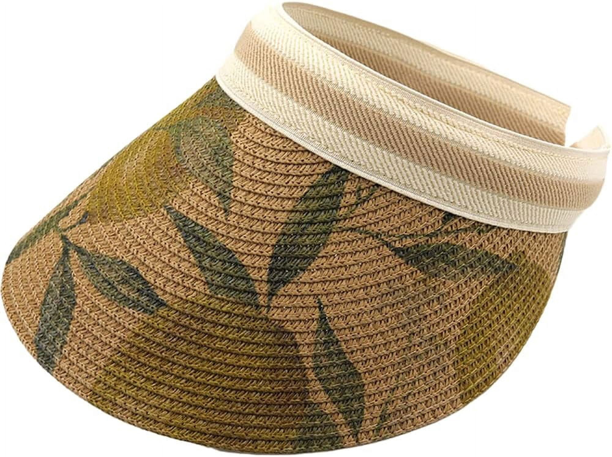 YooGuoGuo Women's Summer Straw Visors Wide Brim Roll-up Straw Sun Hat ...