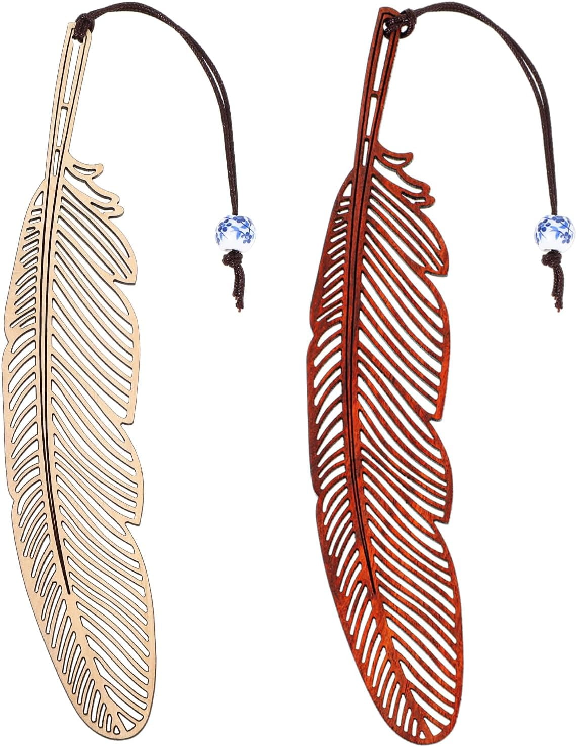 YooGuoGuo Wooden Feather Bookmark for Book Lovers, 2PCS Handmade Wood ...