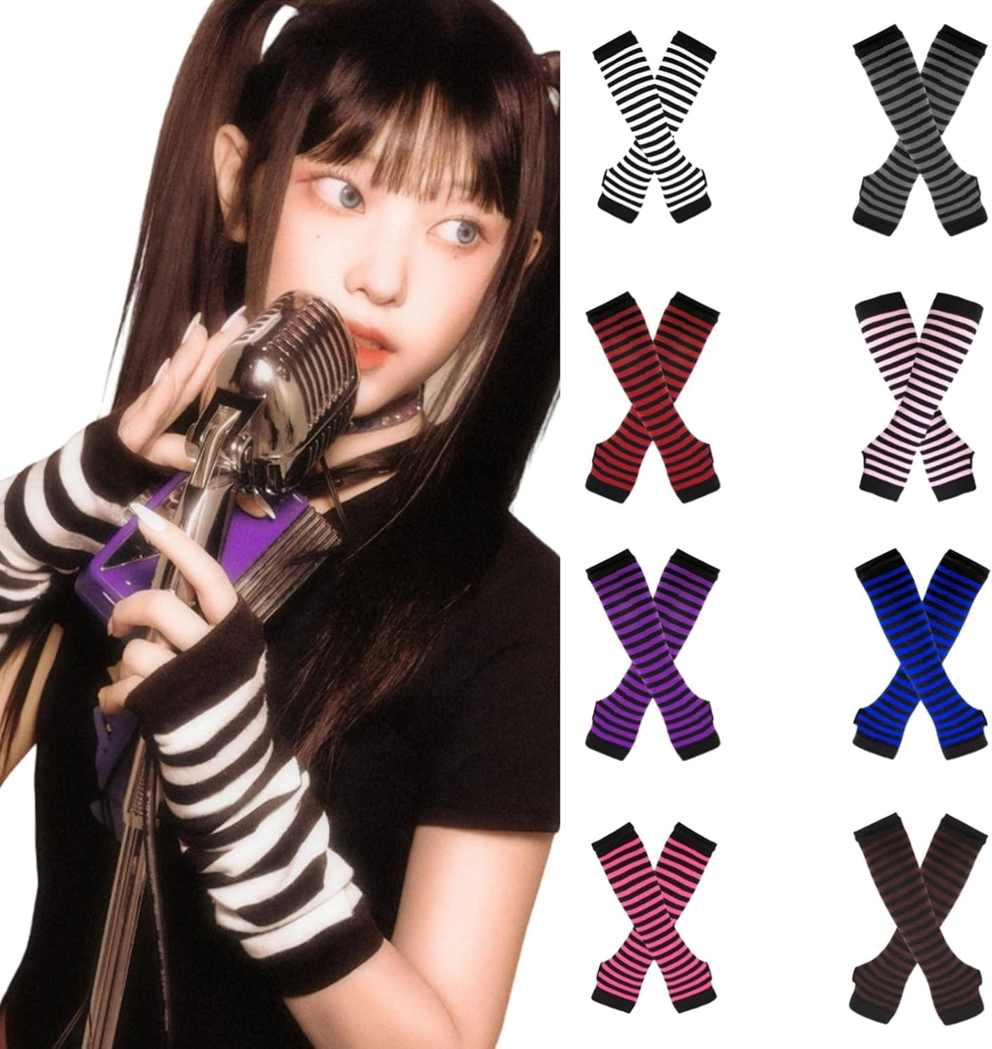 YooGuoGuo Y2K Arm Cover Knitted Arm Warmer Grunge Fairy Fingerless ...