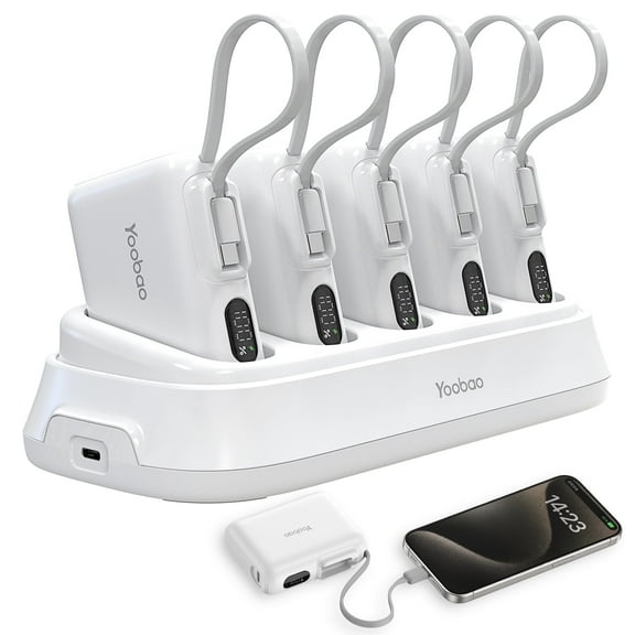 RGRVFD-Portable Charger with Built-in Cables&AC Wall Plug,Slim 10000mAh ...