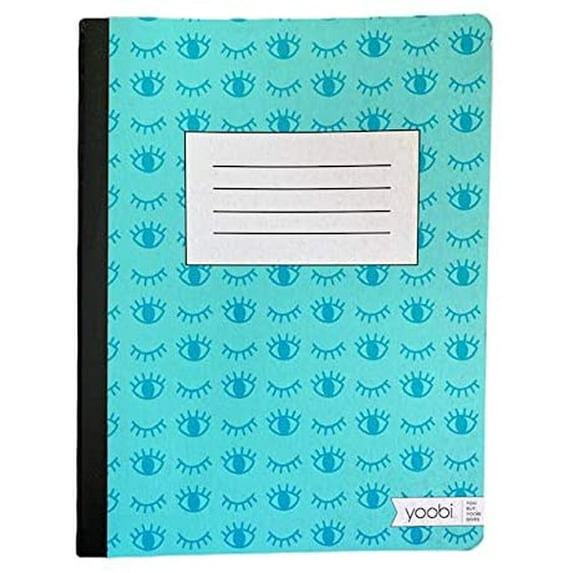 Yoobi Composition Book, College Ruled - Aqua Eyes Closed - Walmart.com