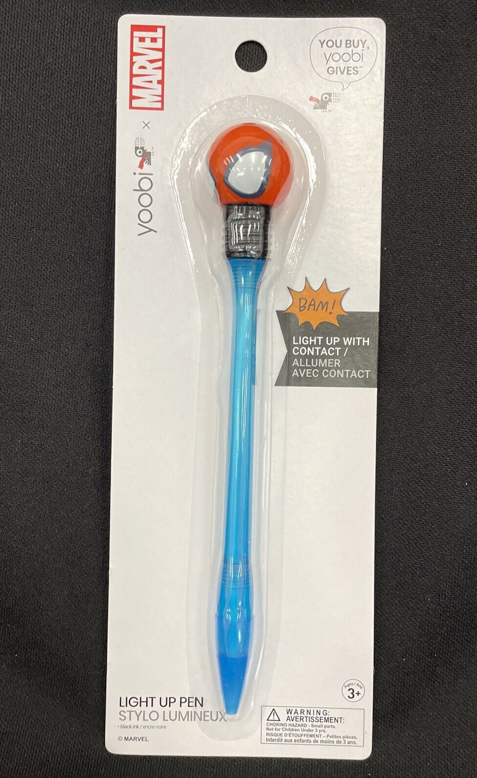 Yoobi Light Up Black Ink Ballpoint Pen Marvel Spider-Man - Walmart.com