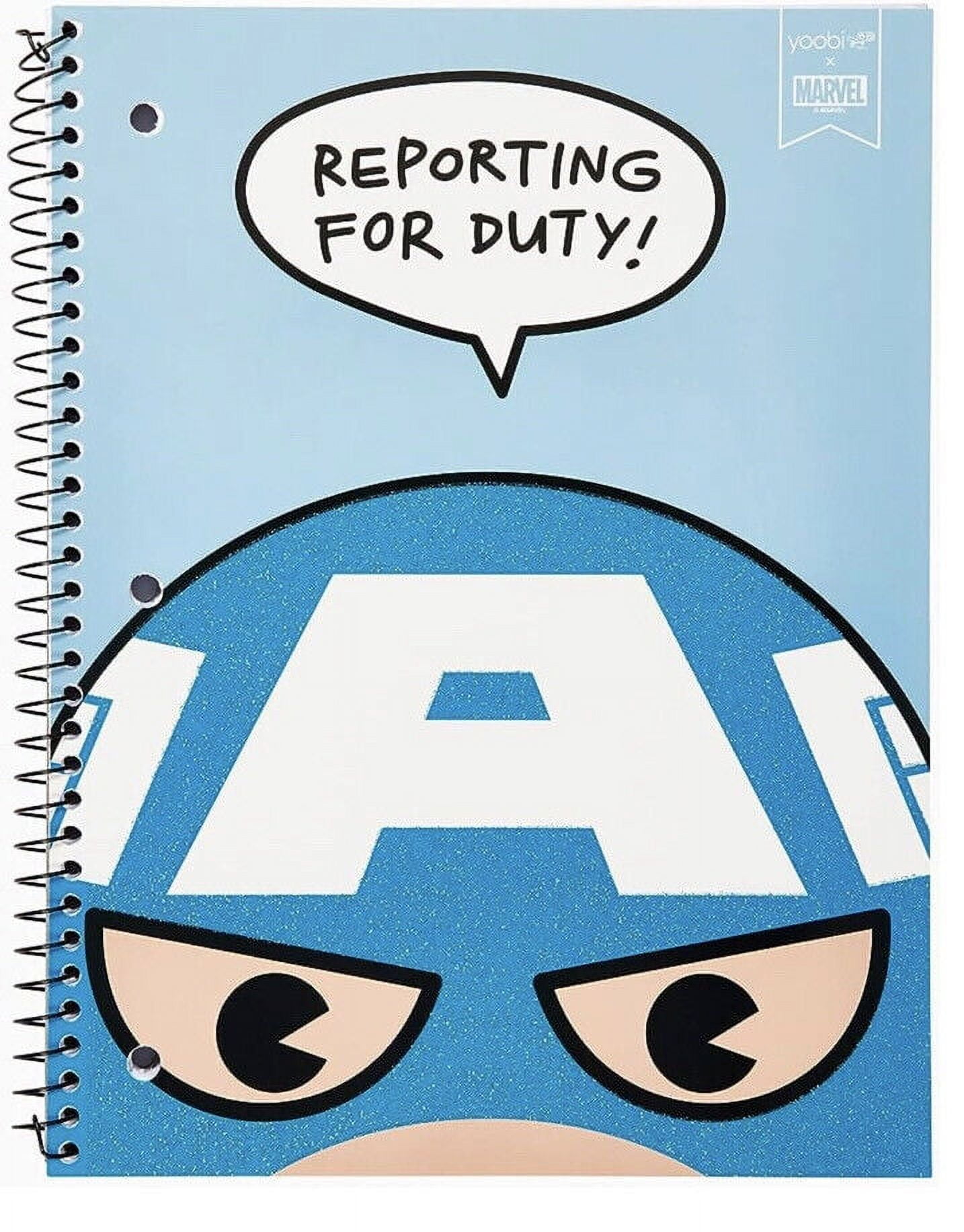 Yoobi Marvel Captain America Reporting For Duty College Ruled 100 Sheet ...