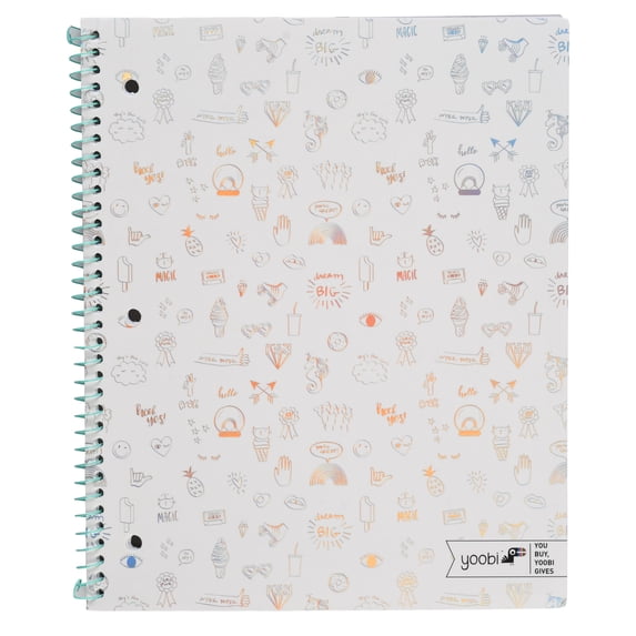 Yoobi, Notebook, 1 Subject, Spiral, Paper Cover, 9" x 11", College ...