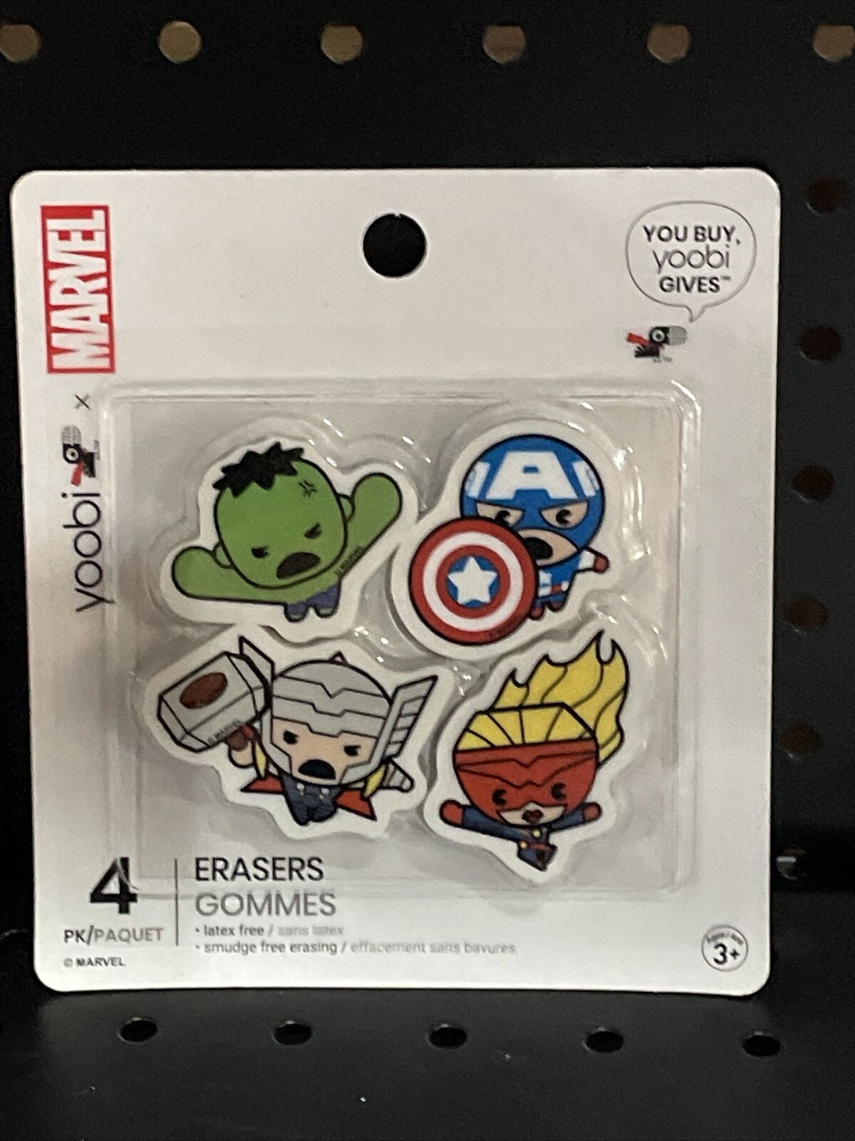 Yoobi X Marvel Avengers Mini Erasers- Up To 4” Tall- Hulk Thor-4pk Set ...