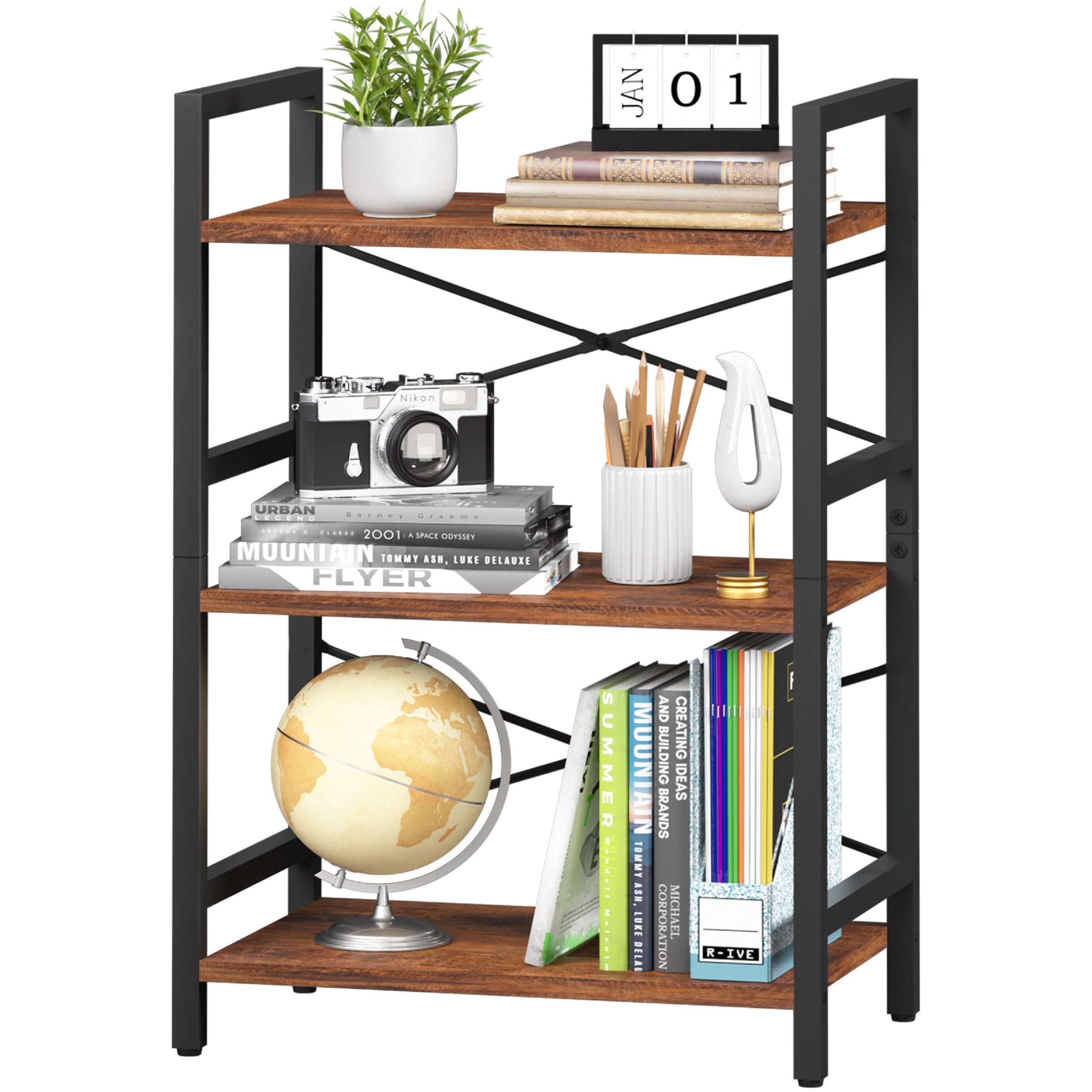 Giantex 3-Tier Bookcase & Bookshelf, Stable Open Storage Shelf w/Solid ...