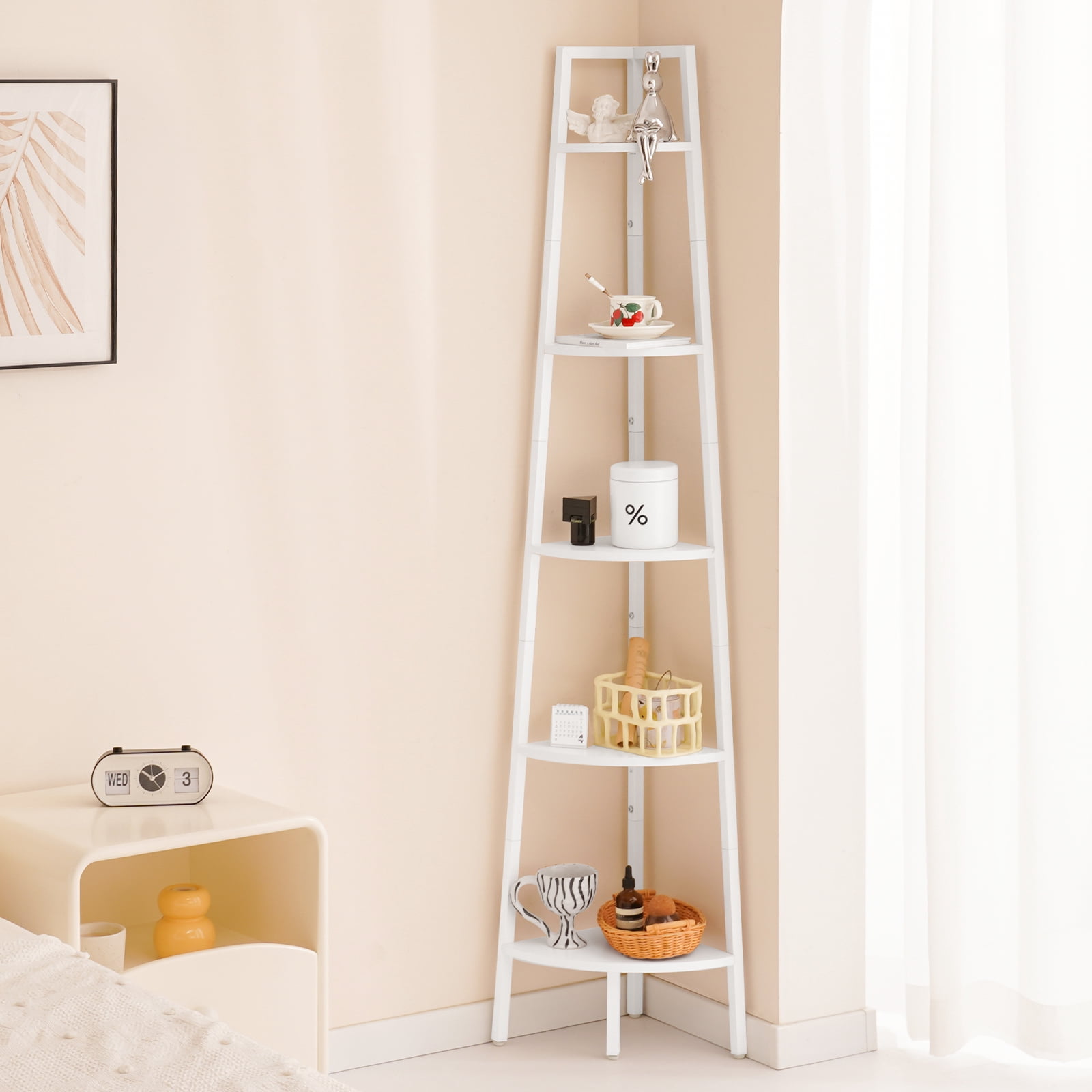 Yoobure 5-Tier Open Book Wall Corner Shelf, Ladder Bookshelf & Display ...
